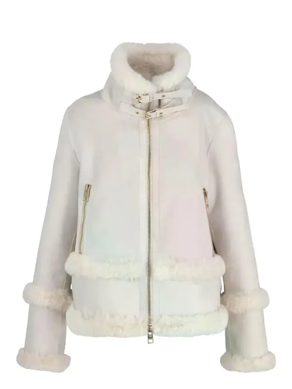 VIOLANTI Sheepskin Buckle Jacket - Neutrals