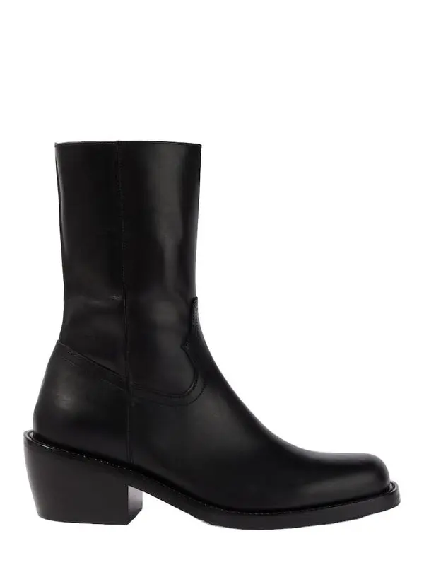 Dries Van Noten Leather Ankle Boots - Black