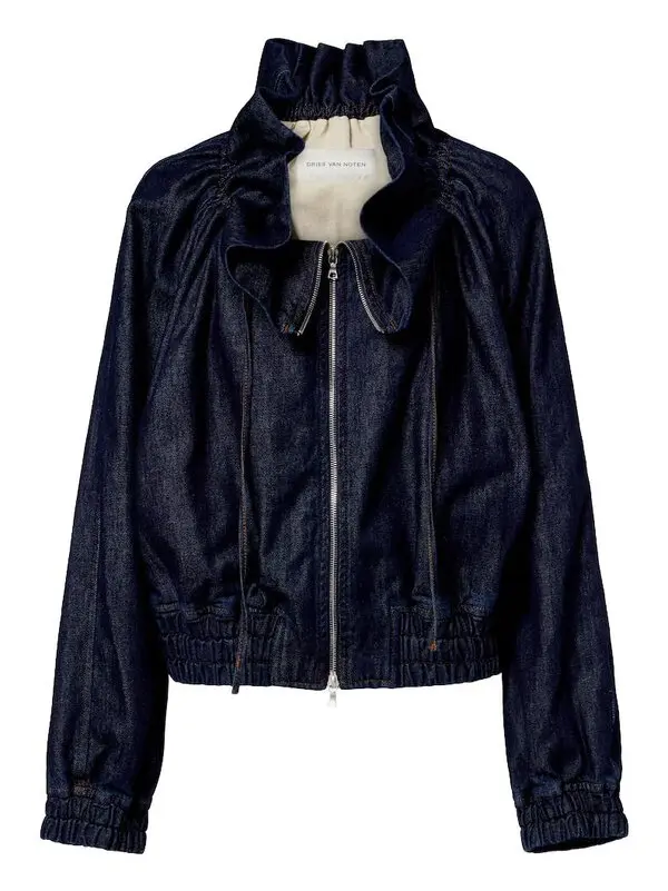 Dries Van Noten Denim Bomber Jacket - Blue