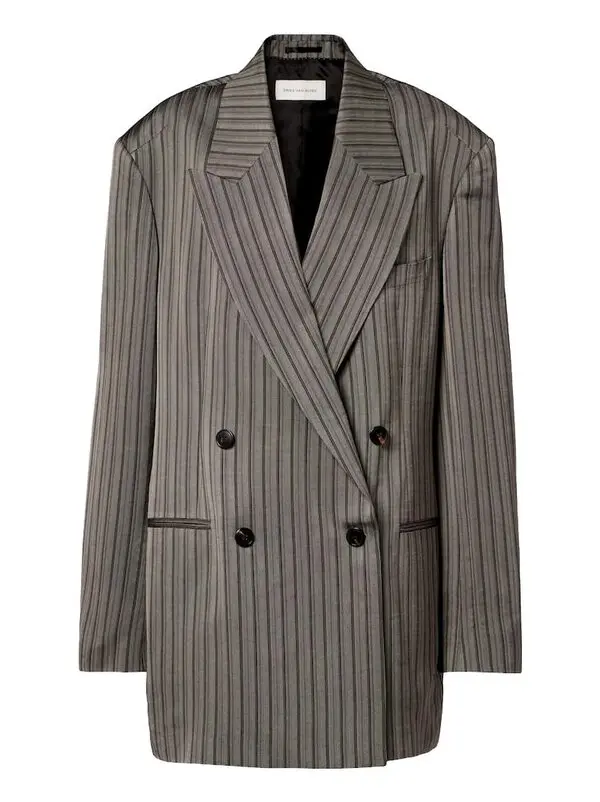 Dries Van Noten Striped Double-breasted Blazer - Grey