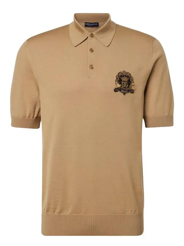 Dolce & Gabbana Virgin Wool Polo Shirt - Beige