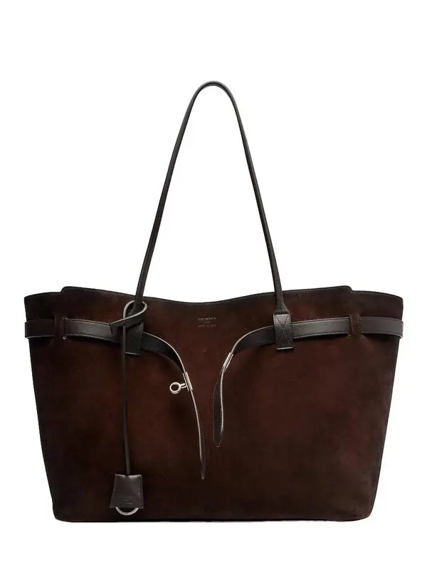 Balenciaga Bel Air Large Suede Tote - Brown