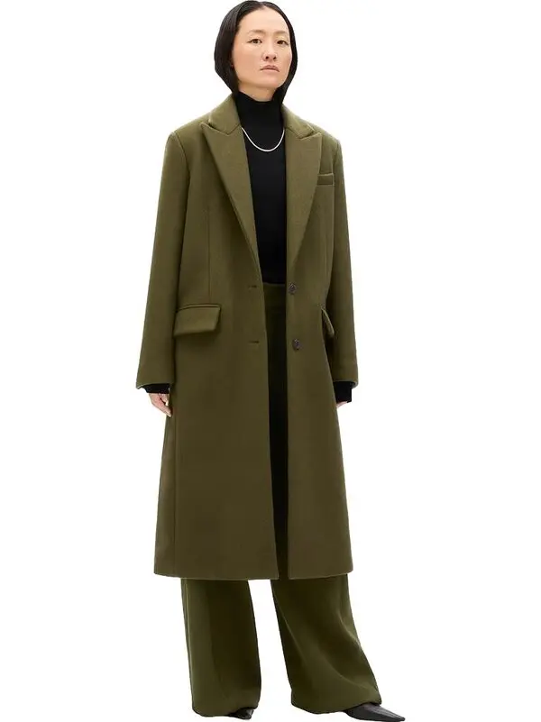 Another Tomorrow Tailored Wool Overcoat - Moss