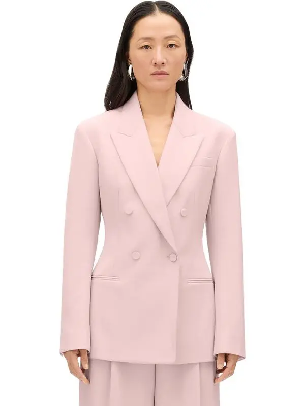 Another Tomorrow Tailored Double-breasted Jacket - Lotus Pink