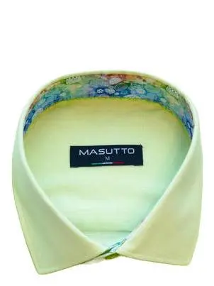 MASUTTO Lin Linen Button-up Shirt - Bright Neon Green