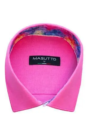 MASUTTO Lin Linen Button-up Shirt - Bright Pink