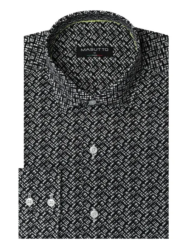 MASUTTO Pacino Button Down Long Sleeve Shirt - Black