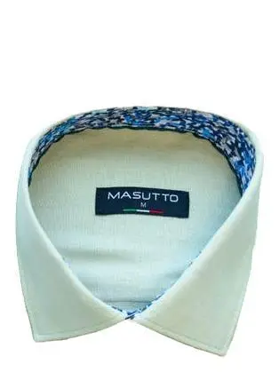 MASUTTO Della Linen Button-up Shirt - Green Beige Light
