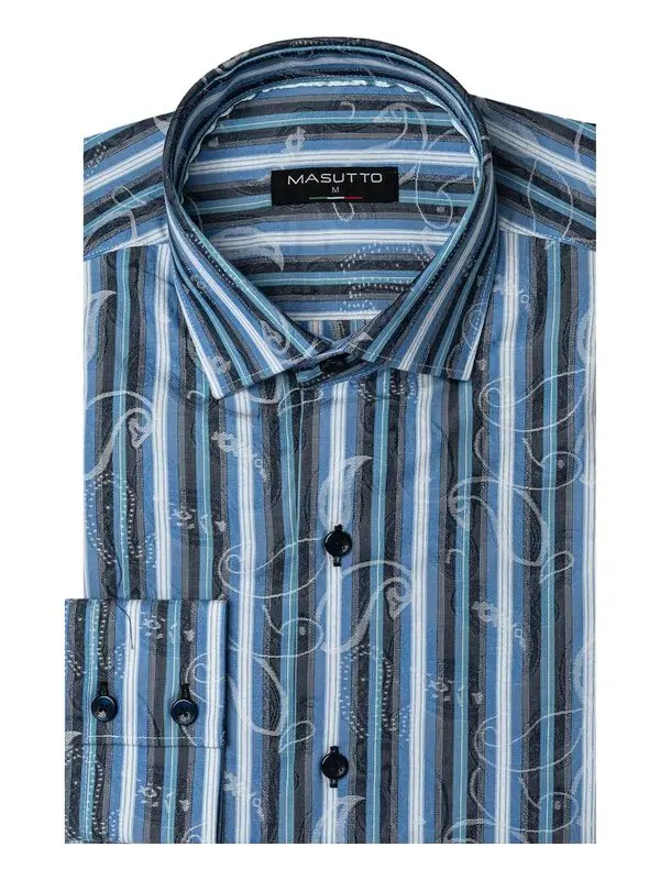 MASUTTO Adriano Jacquard Button-up Shirt - Blue
