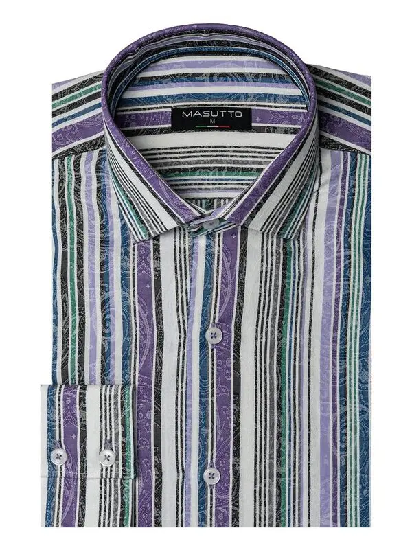 MASUTTO Adriano Jacquard Button-up Shirt - Purple