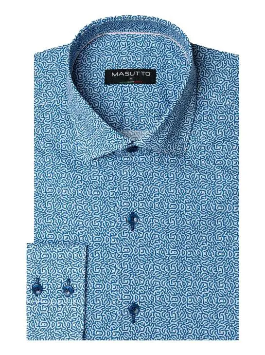 MASUTTO Lucas Button Down Long Sleeve Shirt - Blue