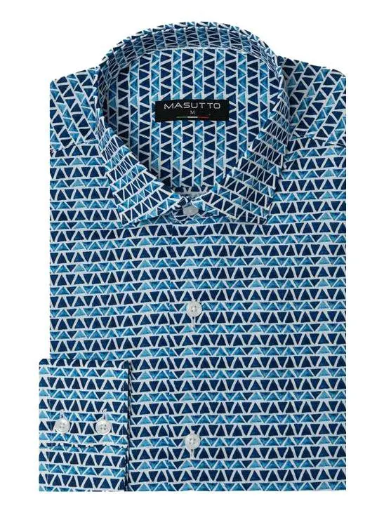 MASUTTO Harry Button Down Long Sleeve Shirt - Blue