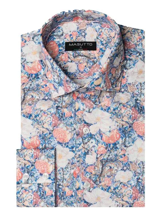 MASUTTO Tioga Print Button-up Long Sleeve Shirt - Pink