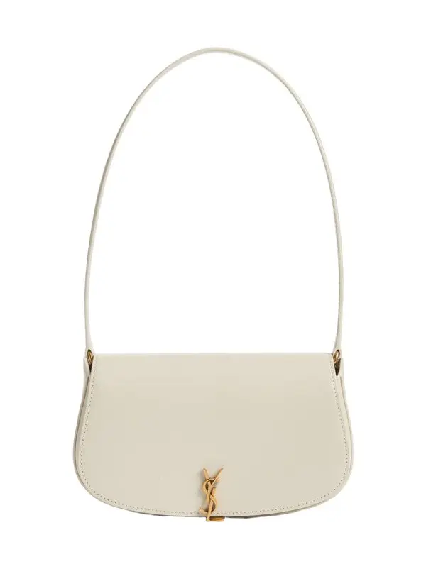 Saint Laurent Mini Cassandre Flap Leather Shoulder Bag - Cream Soft