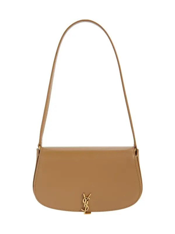 Saint Laurent Mini Cassandre Flap Leather Shoulder Bag - Dark Cork