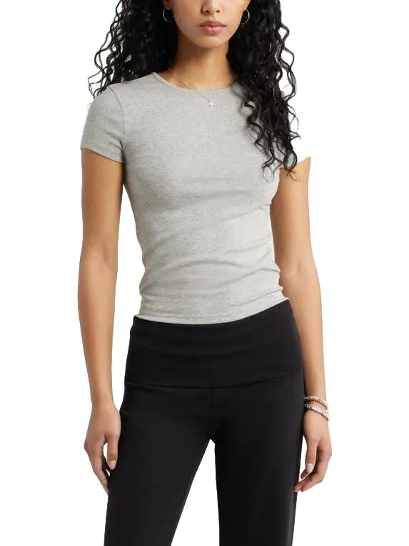 Bp. Stretch Cotton Blend Crewneck T-shirt - Grey Soft Heather