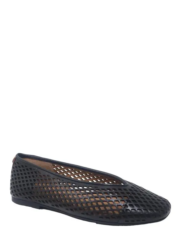 Gentle Souls Willow Perf Ballet Flat - Black Leather