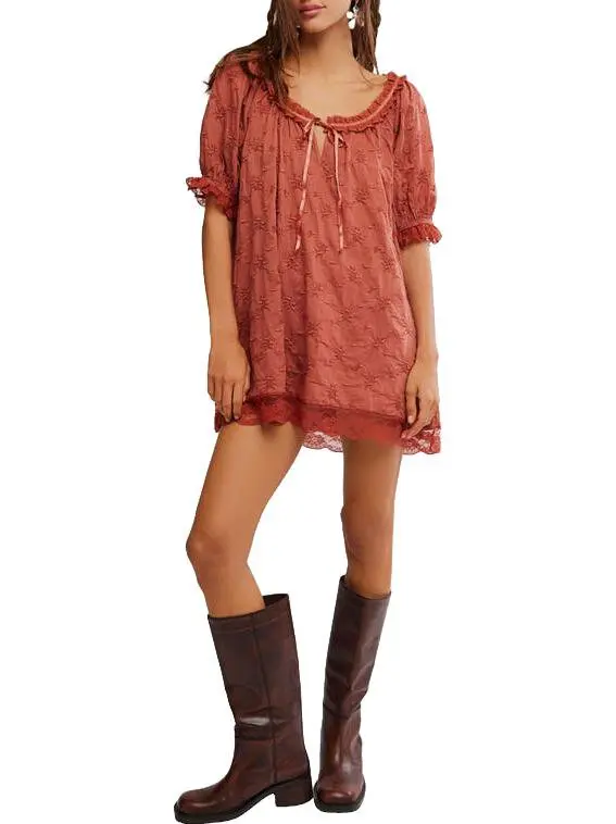 Free People Juno Embroidered Babydoll Mini Dress - Canyon Sunset