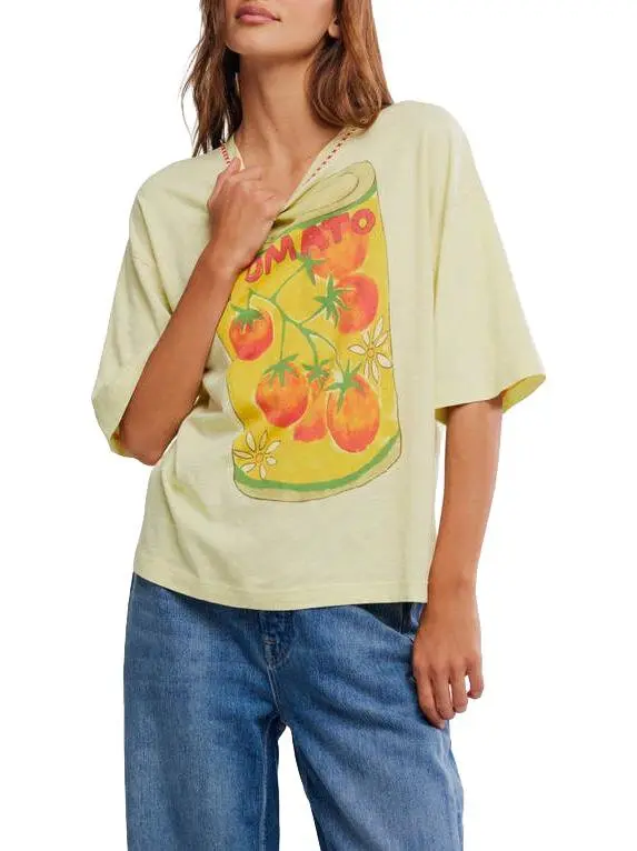 Free People Cotton Graphic T-shirt - Lemon Water Combo