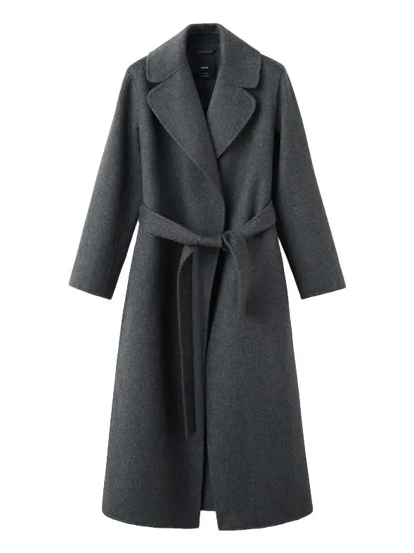 Mango Belted Wool-blend Coat - Grey