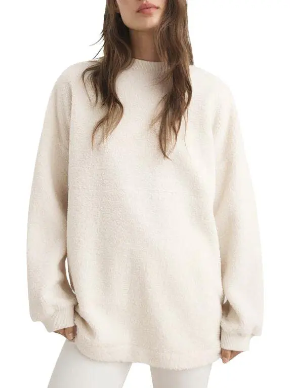Mango High Pile Fleece Lounge Top - Ivory White