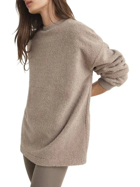 Mango High Pile Fleece Lounge Top - Medium Brown