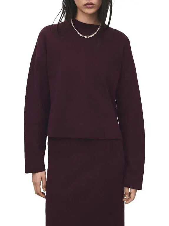 Mango Structured Crewneck Sweater - Wine