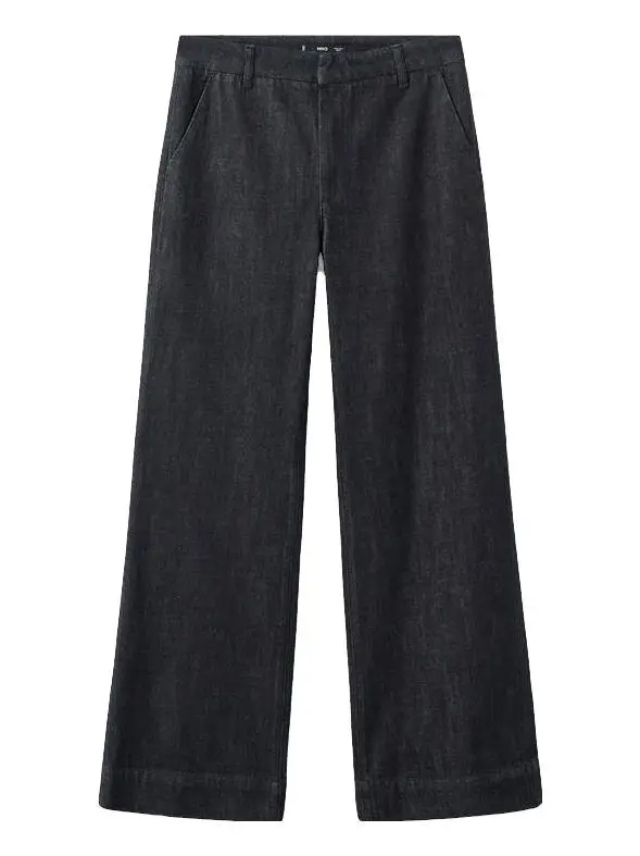 Mango Wide Leg Trouser Jeans - Open Blue