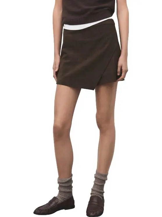 Mango Asymmetric Front Miniskirt - Brown