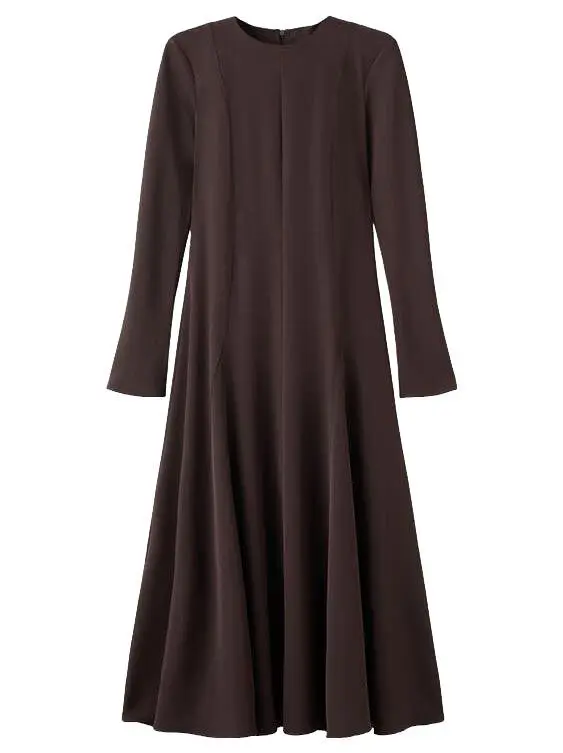 Mango Godet Long Sleeve Maxi Dress - Chocolate