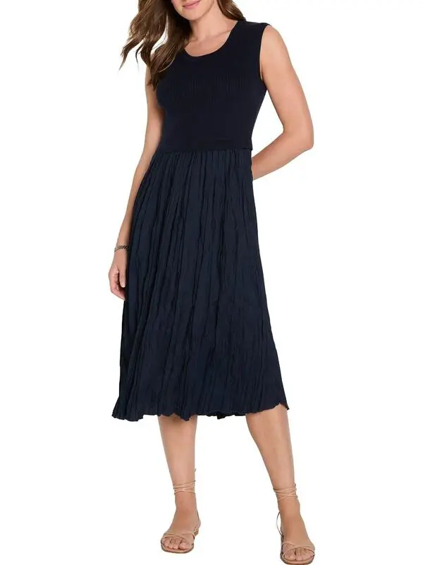 NIC+ZOE Kira Mixed Media Dress - Dark Indigo