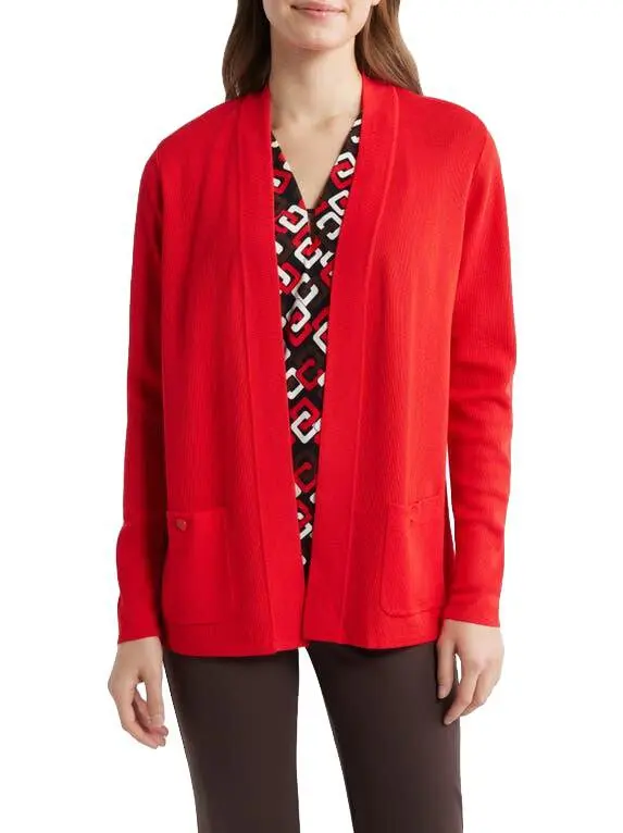 Anne Klein Open Front Cardigan - Begonia Red