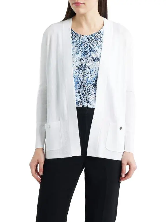 Anne Klein Open Front Cardigan - Crisp White
