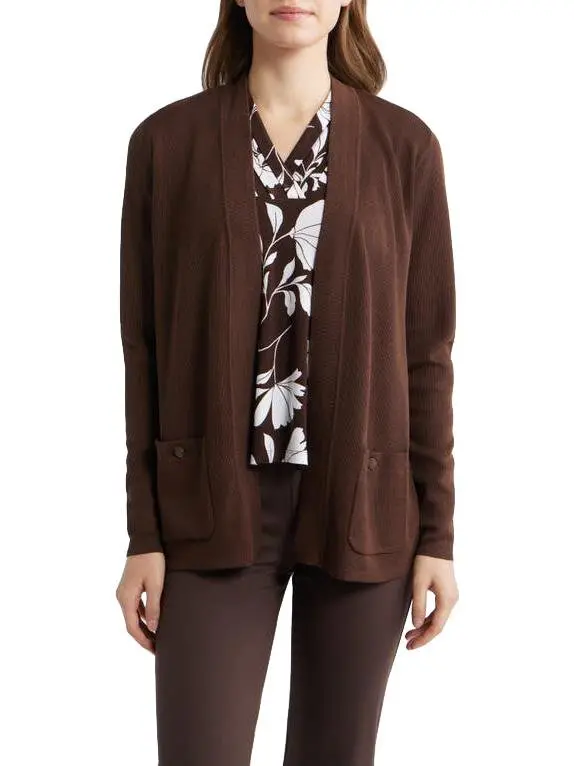Anne Klein Open Front Cardigan - Dark Chocolate