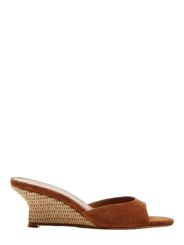 Staud Brigitte Suede Wedge Mules - Brown