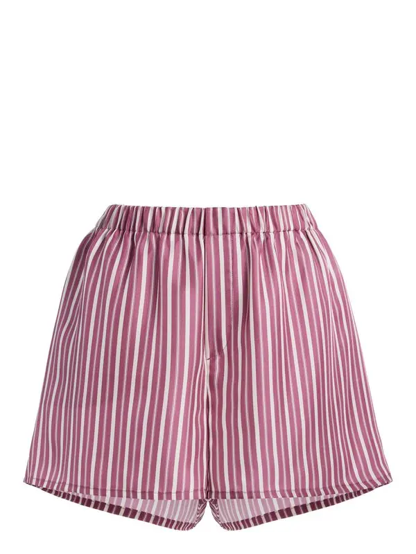 Asceno Franca Striped Silk Shorts - Pink