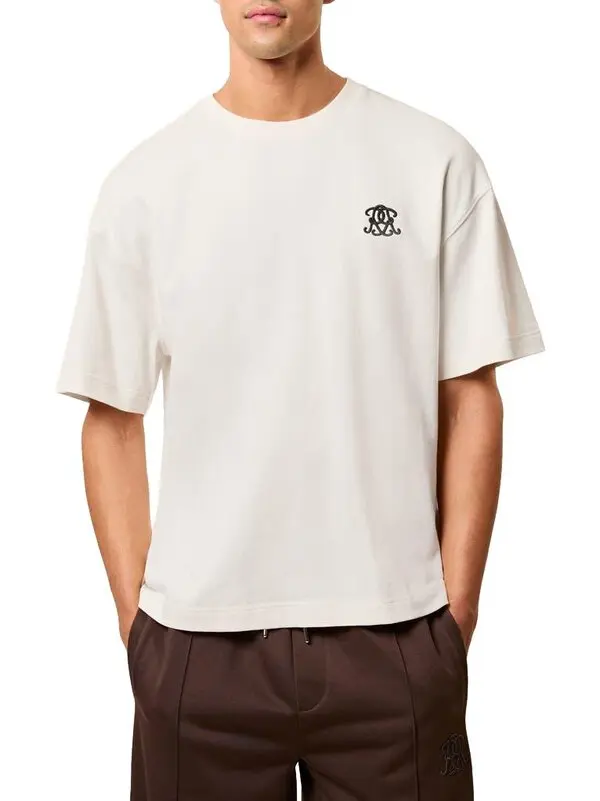 REISS Rainer Embroidered T-shirt - Off White