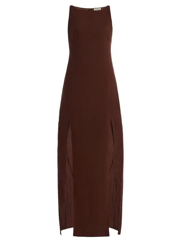 Staud Costa Linen-blend Maxi Dress - Brown