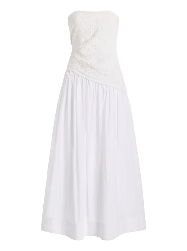 Staud Nia Strapless Midi Dress - White