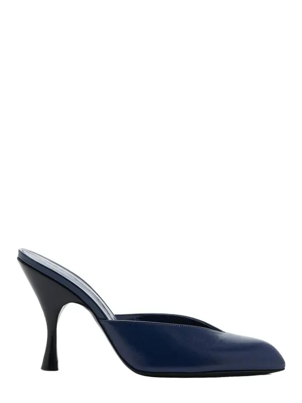 HERBERT LEVINE Sitting Pretty Leather Mules - Navy
