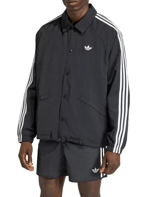 Adidas 3-stripes Snap-up Nylon Jacket - Black