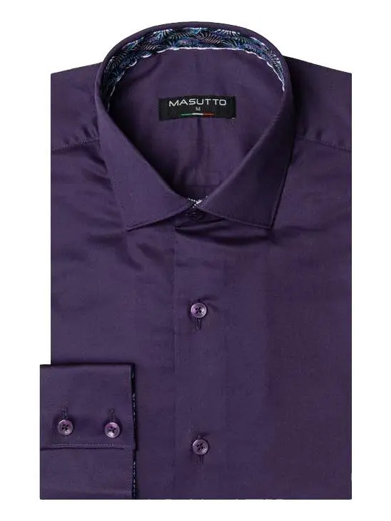 MASUTTO Aria Solid Button-up Long Sleeve Shirt - Purple