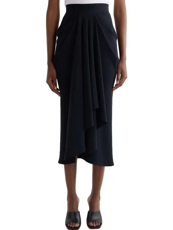Givenchy Draped Stretch Midi Skirt - Black