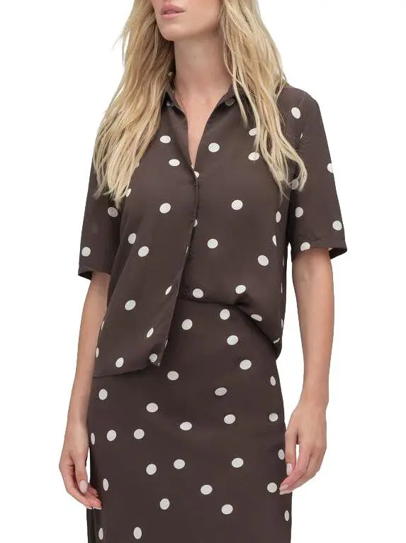 FAVORITE DAUGHTER Polka Dot Button-up Shirt - Espresso Polka Dot