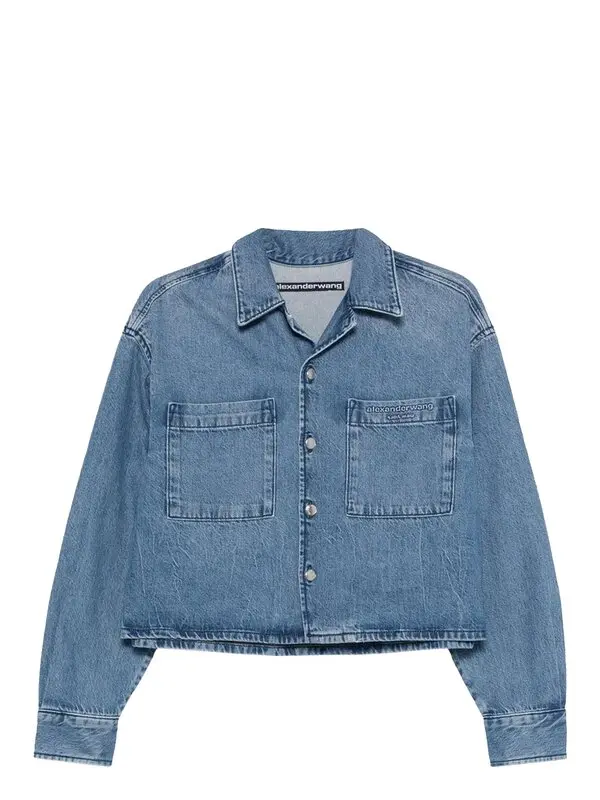 Alexander Wang Cropped Long-sleeve Shirt - Blue
