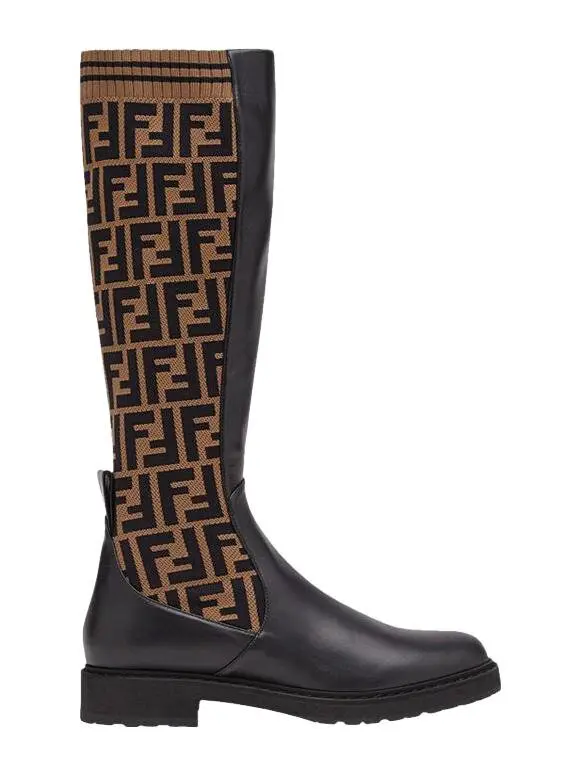 Fendi Ff Rockoko Leather Boot - Brown