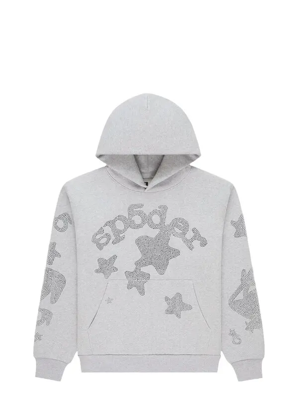 SP5DER Rhinestone Beluga Hoodie - Grey