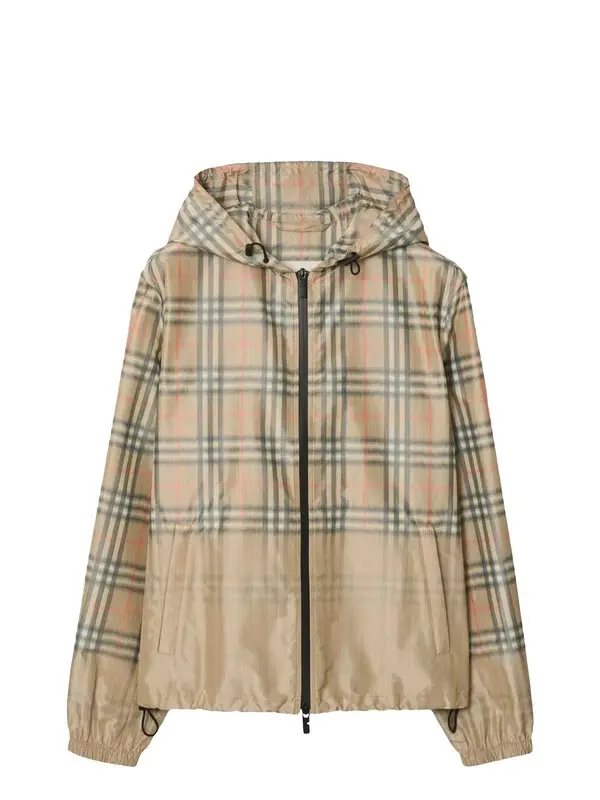 Burberry Check Zip Hoodie - Tan