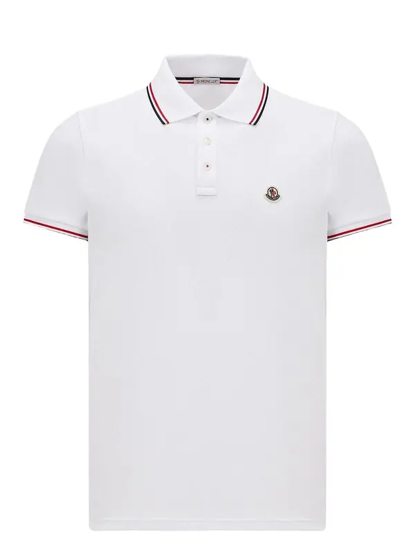 Moncler Short-sleeve Polo Collar T-shirt With Striped Trim - White