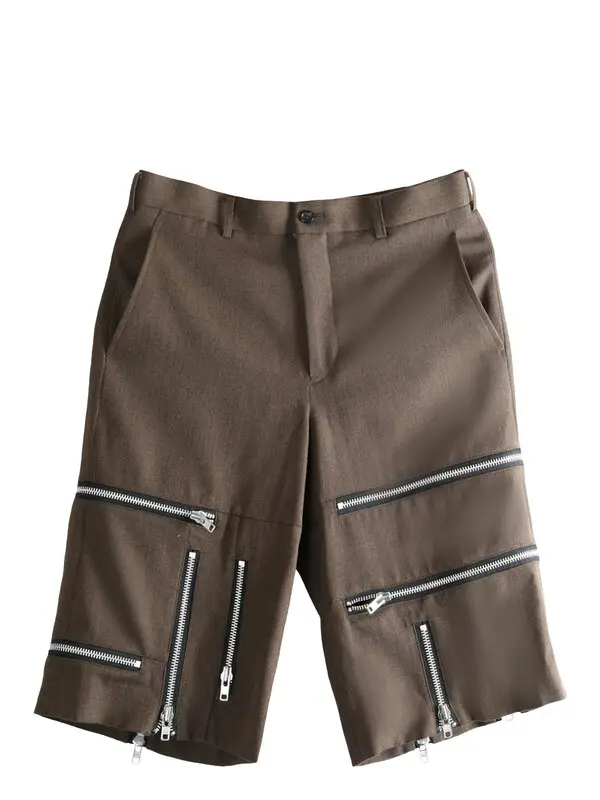 Comme Des Garçons Zipper Shorts - Brown